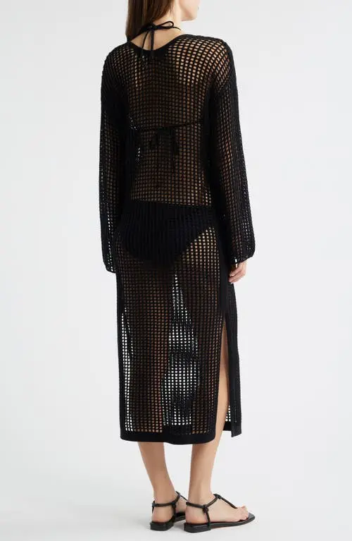 525 America Christie Open Stitch Long Sleeve Cover-up Maxi Dress