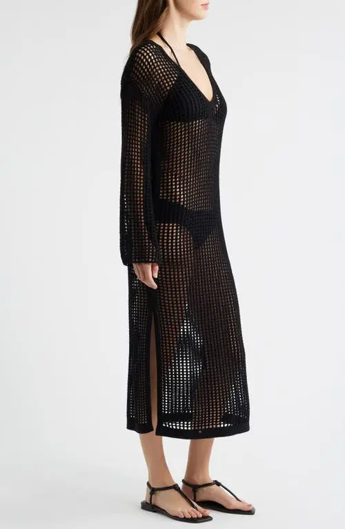 525 America Christie Open Stitch Long Sleeve Cover-up Maxi Dress