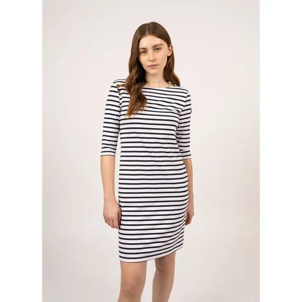 Saint James Propriano Striped Dress - White/navy