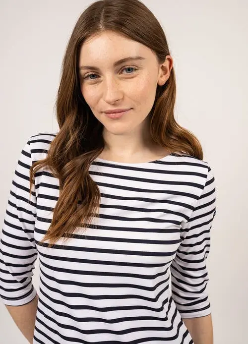 Saint James Propriano Striped Dress - White/navy