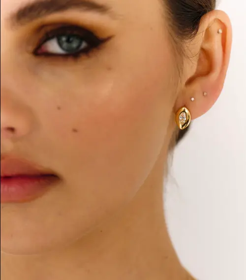 MAZIN JEWELS Marquise Stud Earrings - Gold