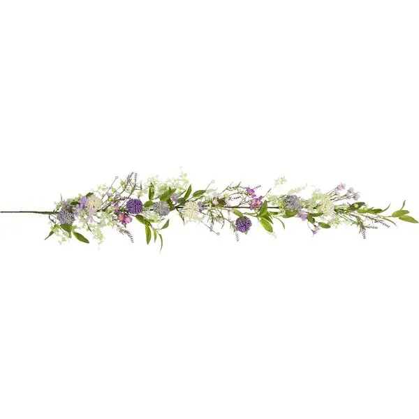 NORTHLIGHT Wildflower And Berry Spring Garland5' - Purple