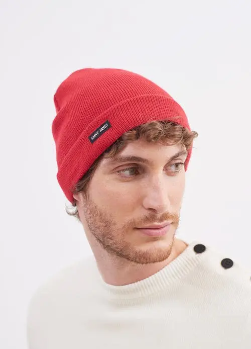 Saint James Cartiernautical Solid Wool Blend Beanie - Red