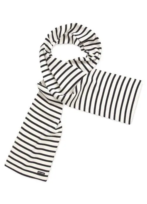 Saint James Duguaystriped Scarf - Ivory /navy