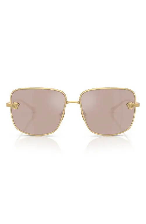 Versace 59mm Mirrored Square Sunglasses - Gold/ Light Pink Mirror Silver