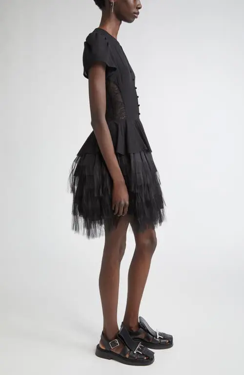 Alexander McQueen Lace & Fringe Silk Dress