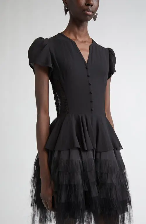 Alexander McQueen Lace & Fringe Silk Dress