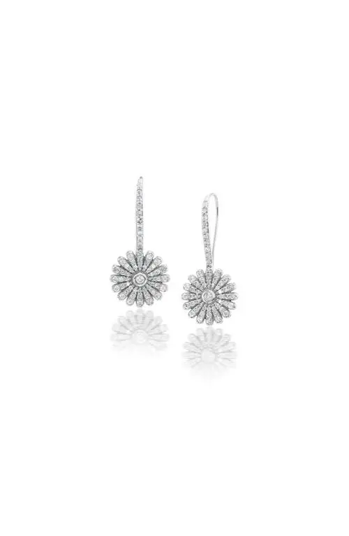Sheryl Lowe Diamond Daisy Drop Earrings - Sterling Silver