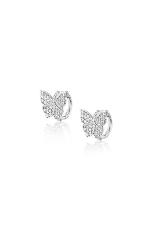 Sheryl Lowe Diamond Butterfly Huggie Earrings - Sterling Silver