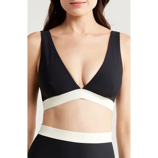 Bondi Born Lya Colorblock Bikini Top - Black Contrast