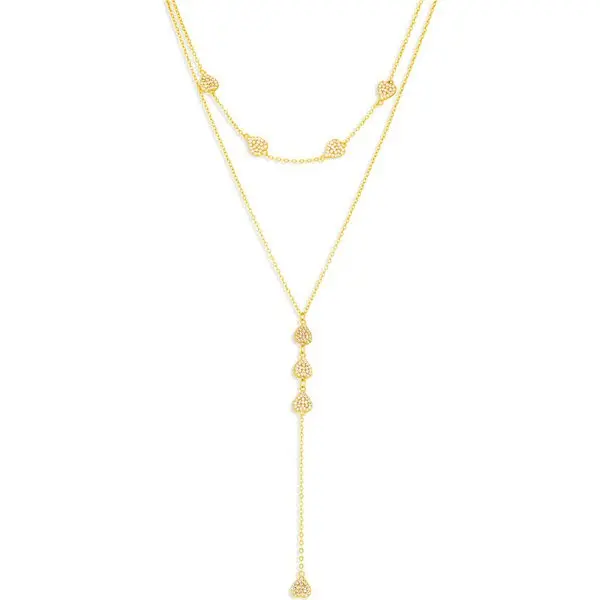 MAZIN JEWELS Pavé Heart Lariat - Gold