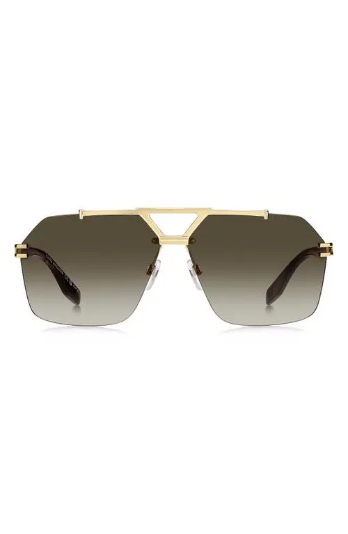 Marc Jacobs 63mm Oversize Gradient Geometric Square Sunglasses - Gold Havana