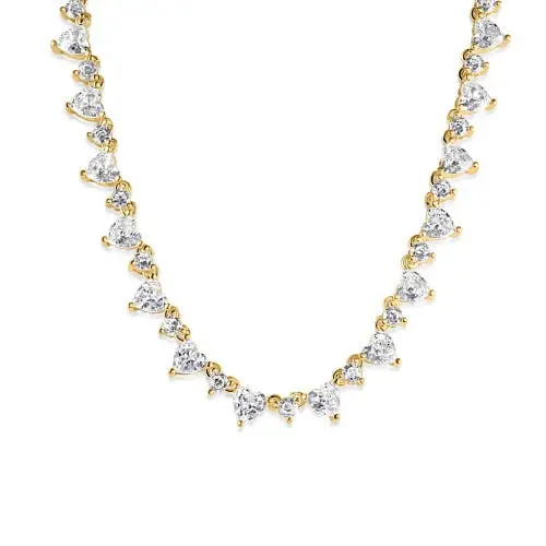 MAZIN JEWELS Heart Tennis Necklace - Gold