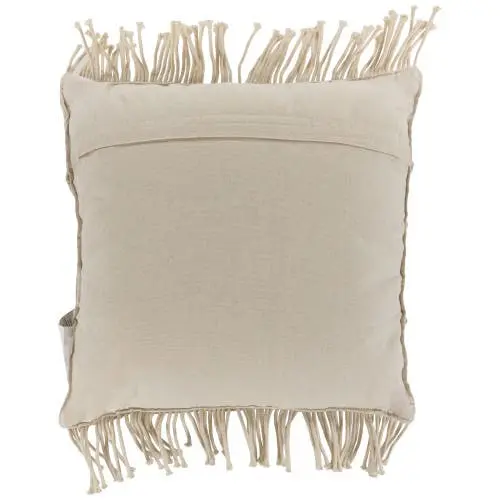 NORTHLIGHT 18" Natural Cotton Handmade Macrame Square Throw Pillow