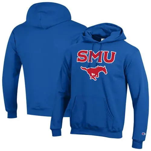 Champion Smu Mustangs Arch Over Logo Pullover Hoodie - Royal
