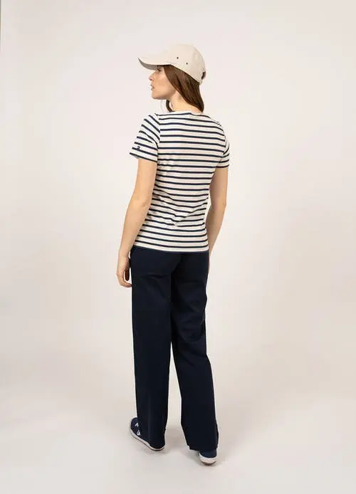 Saint James Etrille Ii Short Sleeve Breton Stripe Tee - Ecru/navy