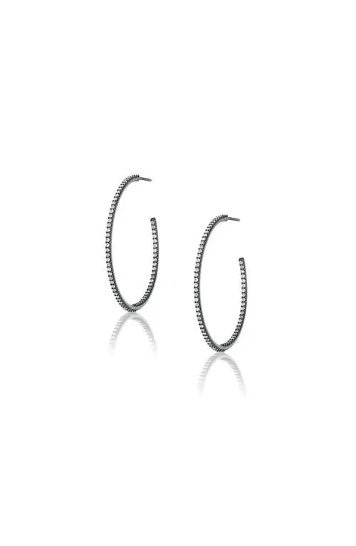 Sheryl Lowe Hoop Earrings With Diamonds - Black Rhodium