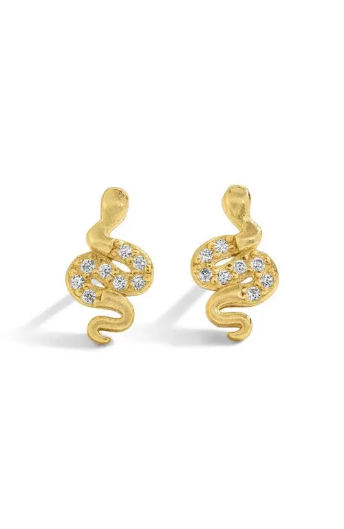 MAZIN JEWELS Mini Snake Stud Earrings - Gold