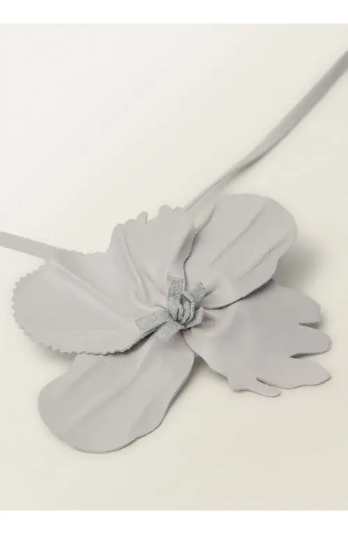 Mango Floral Leather Skinny Belt - Grey