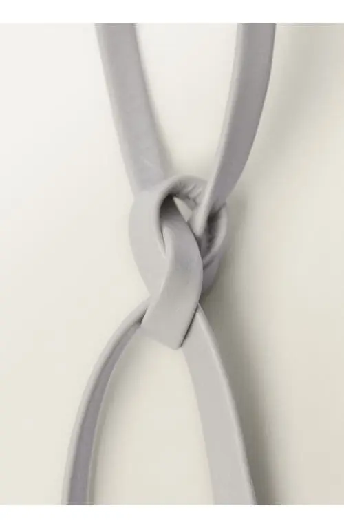 Mango Floral Leather Skinny Belt - Grey
