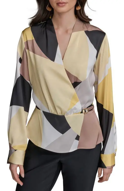 Donna Karan New York Printed Belted Top