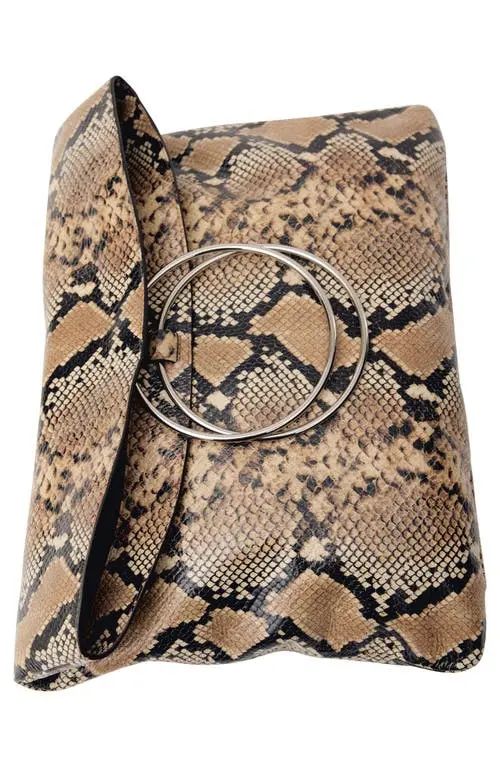 Mango Snakeskin Embossed Leather Tote