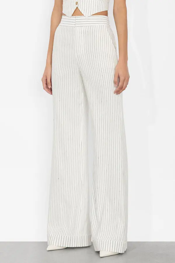Alice + Olivia Dylan Cuffed Linen Pant