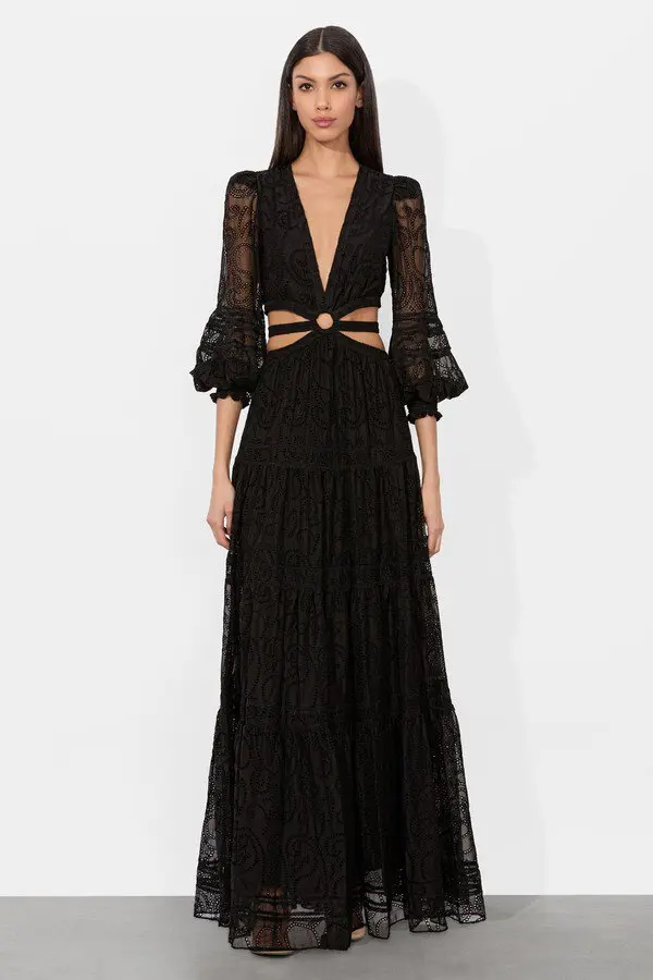 Alice + Olivia Patricia Tiered Maxi Dress In Black - 60% Off | Editorialist