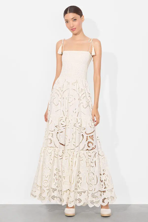Alice + Olivia Marna Tiered Maxi Dress In White - 60% Off | Editorialist