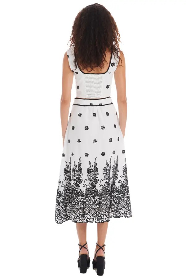 Allison Farrah Embroidered A-line Skirt