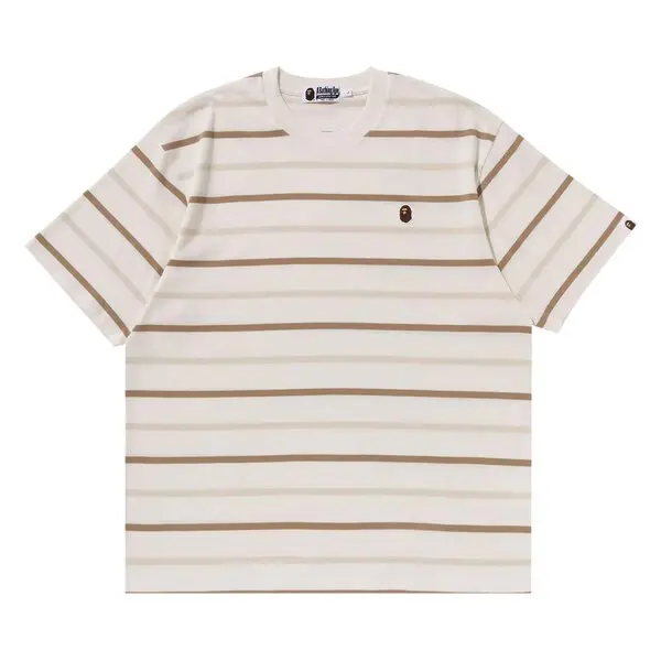 A BATHING APE Ape Head One Point Stripe Tee 'ivory