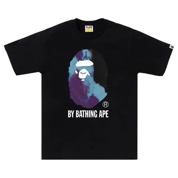 A BATHING APE Tie Dye Bathing Ape Tee - Black