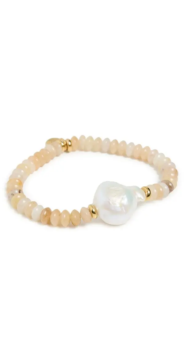 MAYAMAR Topaz And Baroque Pearl Beaded Bracelet - Gold
