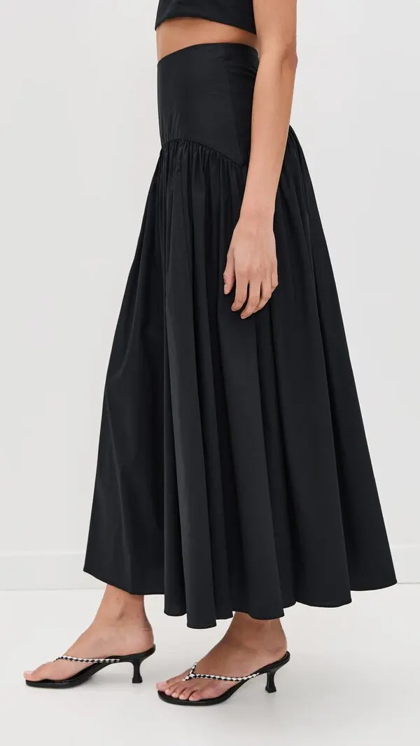 Staud Procida Gathered Poplin Skirt - Black