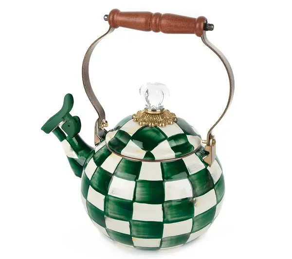 MACKENZIE-CHILDS Emerald Check Whistling Tea Ke Ttle - One-color
