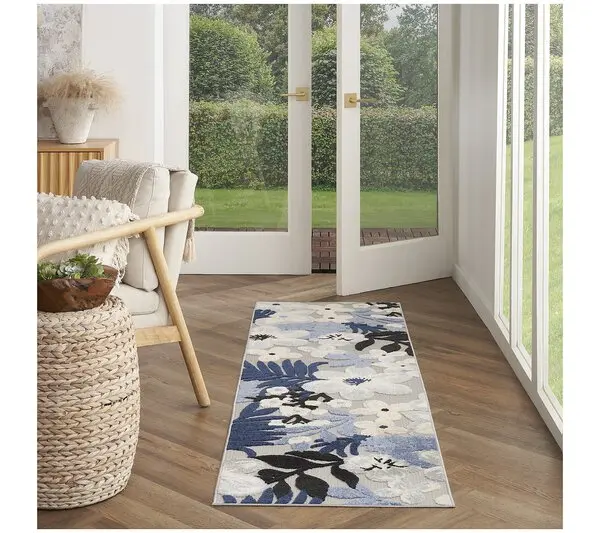 NOURISON HOME Home Tropical Floral Indoor/outdoor 2.2' X 7.6' Rug - One-color