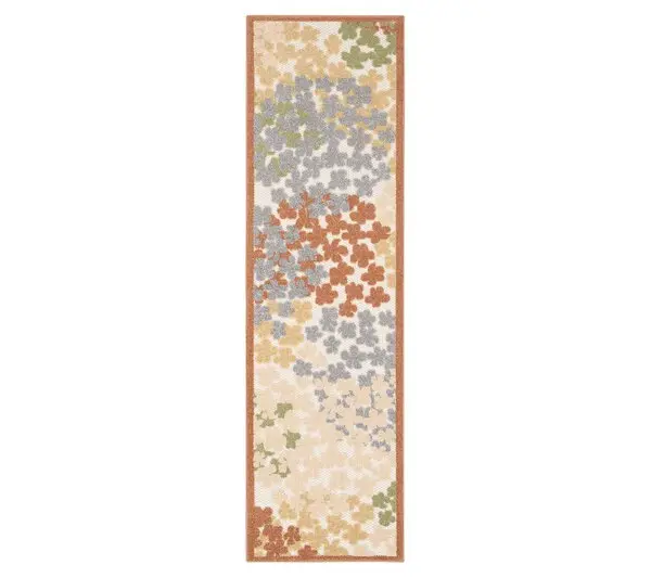 NOURISON HOME Homehydrangea Print Indoor/outdoor 2'2' X 7'6' Rug - One-color