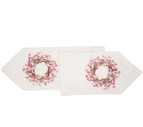C&F HOME Blossom Wreath Ribbon Runner - One-color