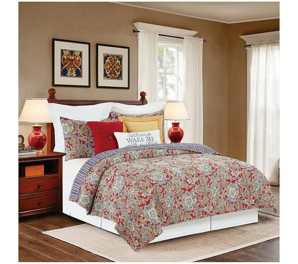 VALERIE PARR HILL Rhapsody Paisley 3 Piece Paisley King Quilt Valerie - One-color