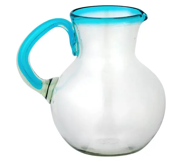 10 STRAWBERRY STREET Aqua Rim Pitcher Mexican Glass - One-color