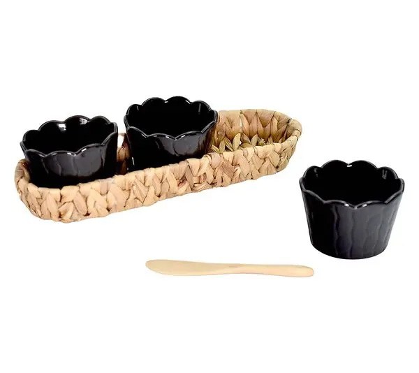 TEMP-TATIONS As Is Carved Willow Tidbitdishes In Basket - One-color