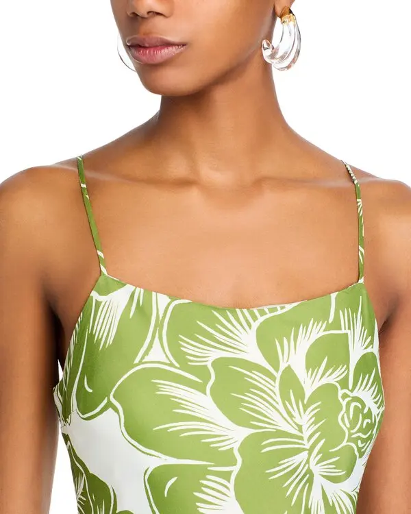 Farm Rio Chita Woodcut Maxi Dress In Green/White - 75% Off | Editorialist
