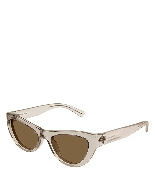 Saint Laurent Script Cat Eye Sunglasses - Beige/brown Solid