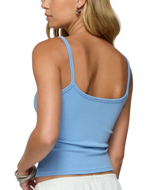EDIKTED Aspyn V-neck Ribbed Tank Top - Blue