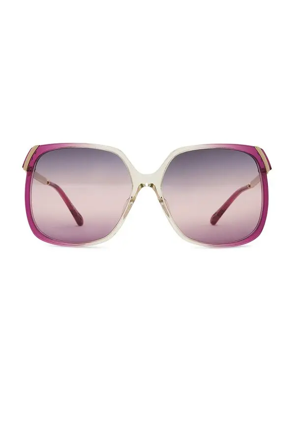 Chloé Square Sunglasses - Burgundy  Gold  & Violet