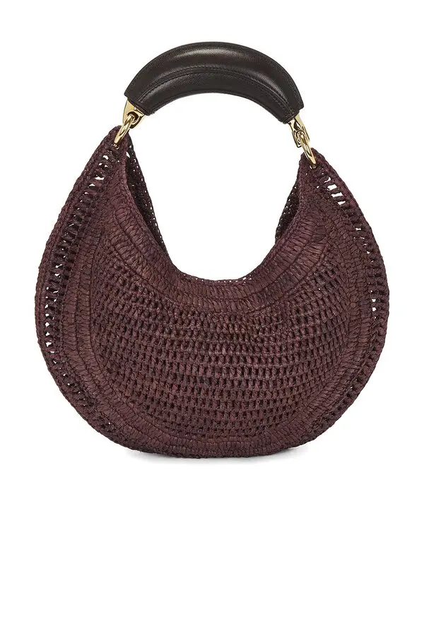 Chloé Hobo Bag In Raffia With Leather Trim - Kohl Brown