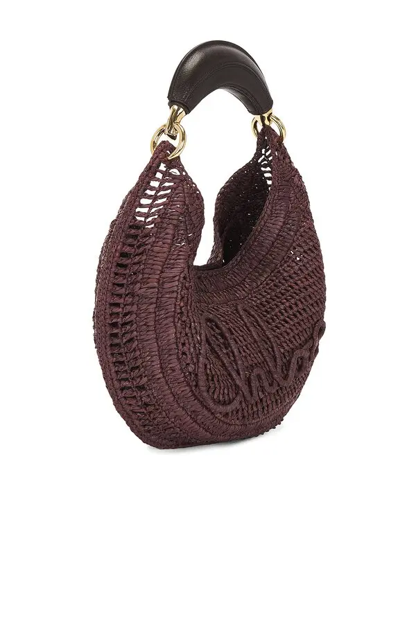 Chloé Hobo Bag In Raffia With Leather Trim - Kohl Brown