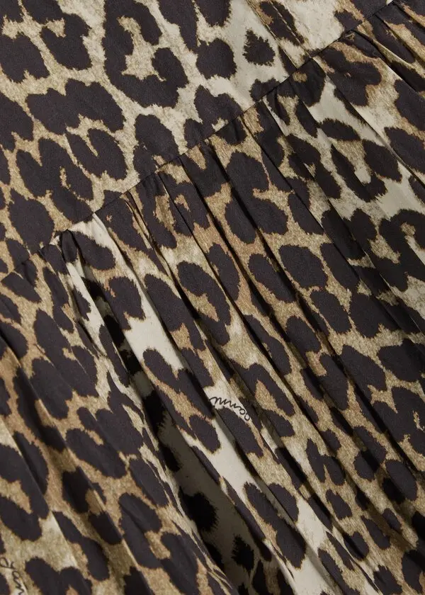 GANNI Print Cotton-poplin Mini Dress - Leopard