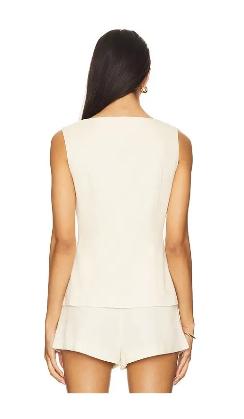 SHANI SHEMER Linen Blend Top With Gold-tone Accents - Cream