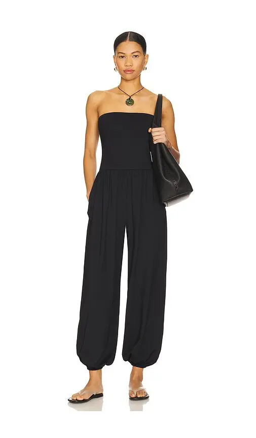 Susana Monaco Tube Gathered Ankle Jumpsuit - Black